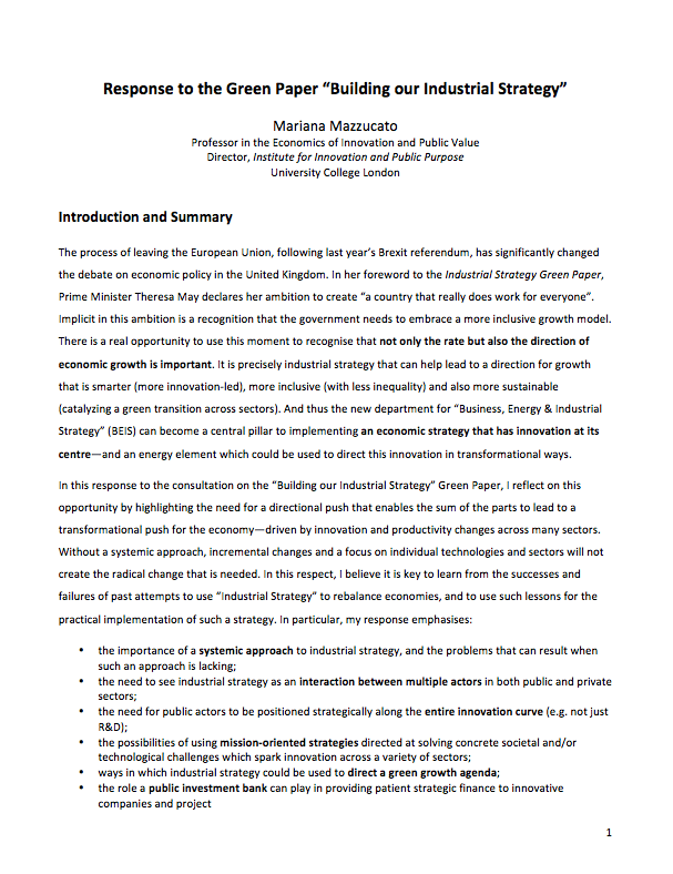 Policy Papers : Mariana Mazzucato